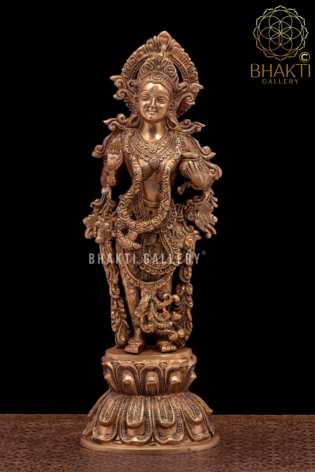 Radha Statue in Brass, 18inch Big Brass Radha Idol, Standing Indian ...
