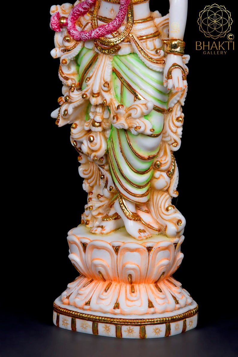 Cultured Marble Radha Statue, 14" Inch Radha Idol, Hand Painted Indian ...