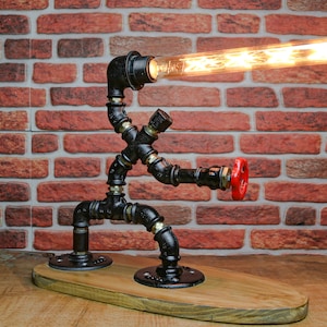 Birthday Gift , Steampunk Desk Lamp , Table Lamp , Pipe Man Lamp ...