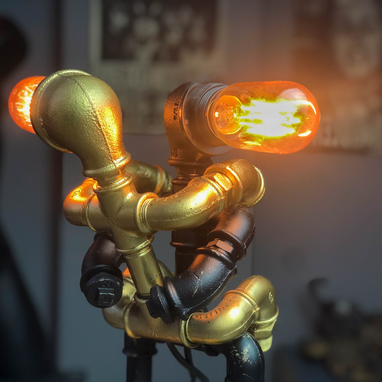 Pipeman Robot Desk Lamp: Handmade Edison Steampunk Industrial Lighting ...