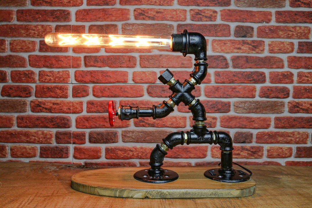Birthday Gift , Steampunk Desk Lamp , Table Lamp , Pipe Man Lamp ...