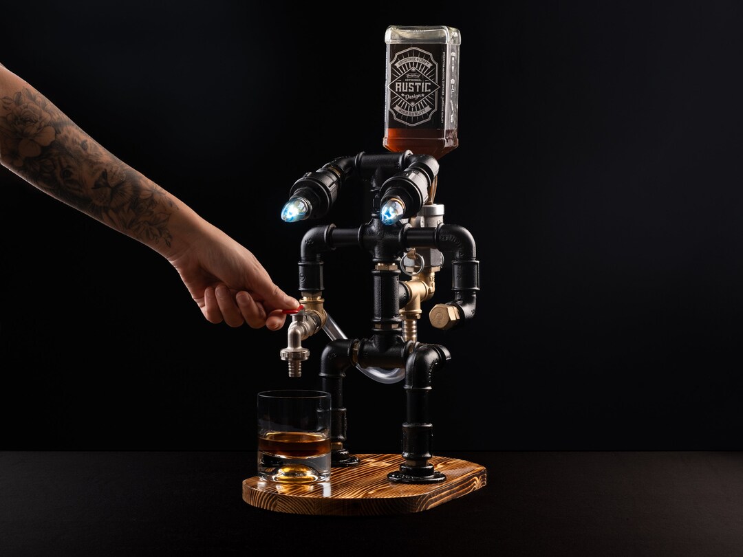 Steampunk Whiskey Dispenser | Industrial Table Lamp and Bar Decor - Etsy
