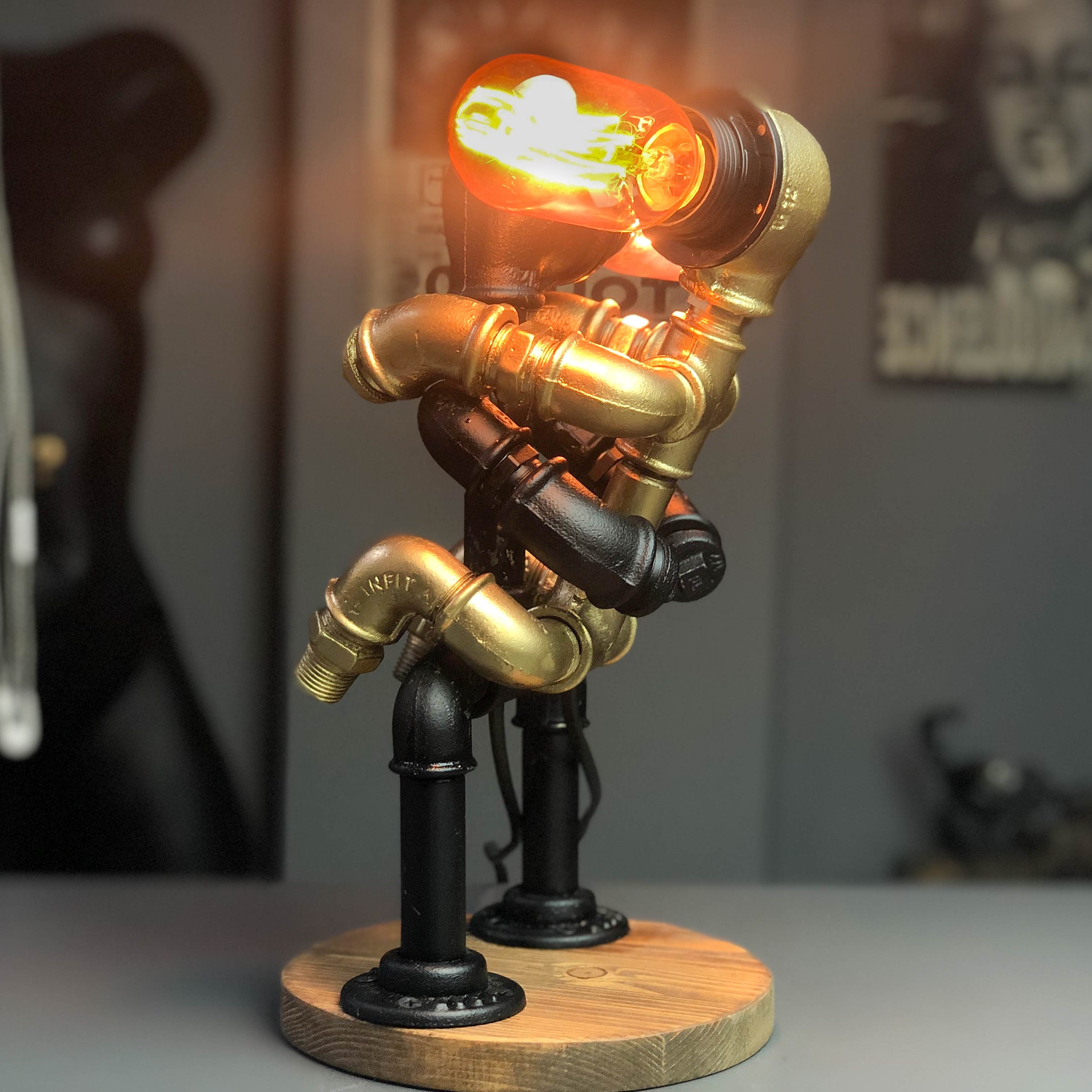 Pipeman Robot Desk Lamp: Handmade Edison Steampunk Industrial Lighting ...