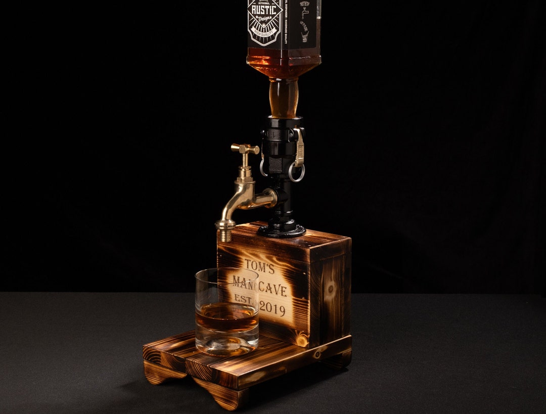 Personalized Whiskey Dispenser: Rustic Liquor Pourer, Home Bar Gift - Etsy