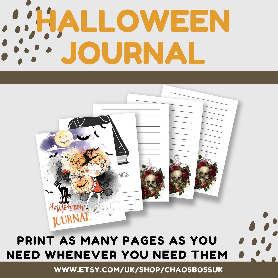 Halloween Journal Halloween Notebook with blank lined | Etsy