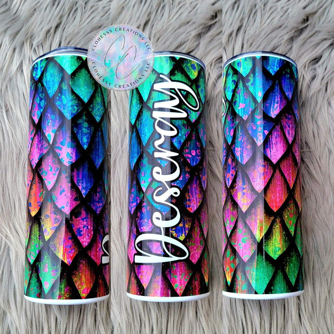 Rainbow Scales Tumbler | Colorful Scale Cup | Dragon Scales | Mermaid ...