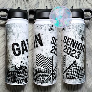 Racing Water Bottle | Checkered Flag Cup | Personalized Racing Travel ...