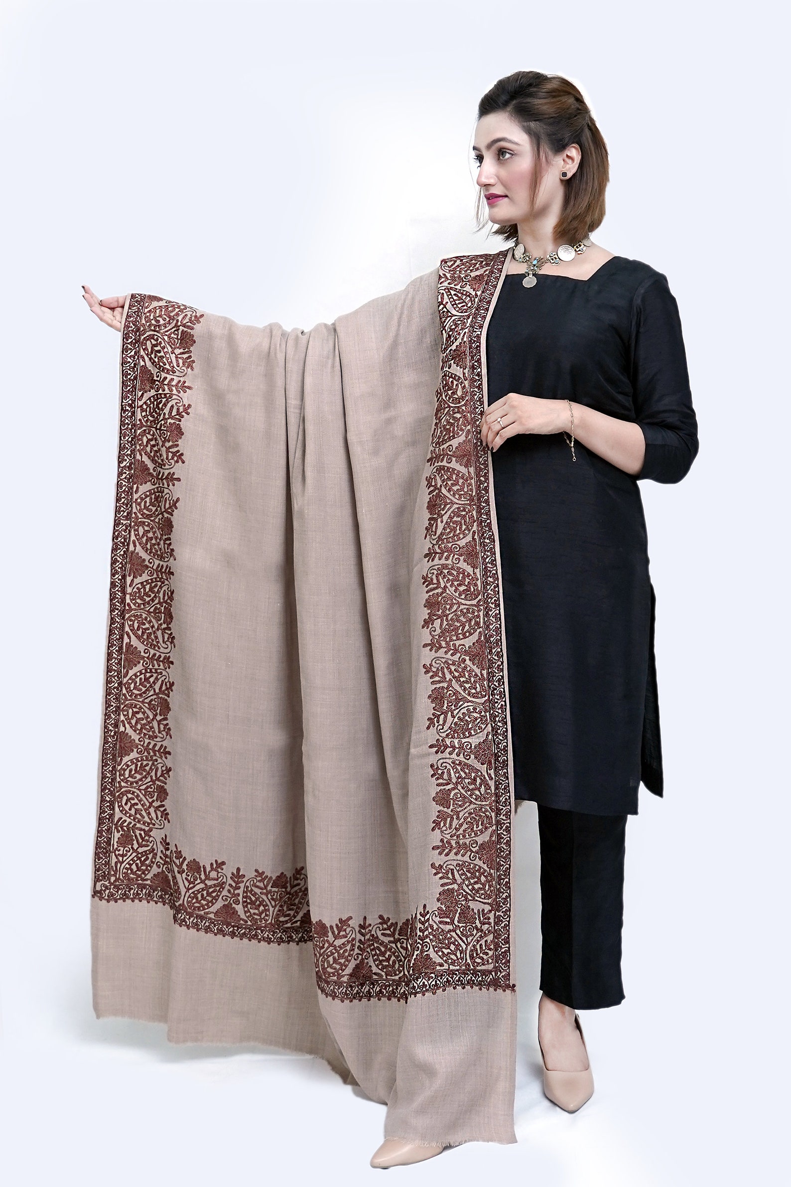 Pakistani Pashmina Shawl: Floral Embroidered Cashmere Blend Wrap - Etsy