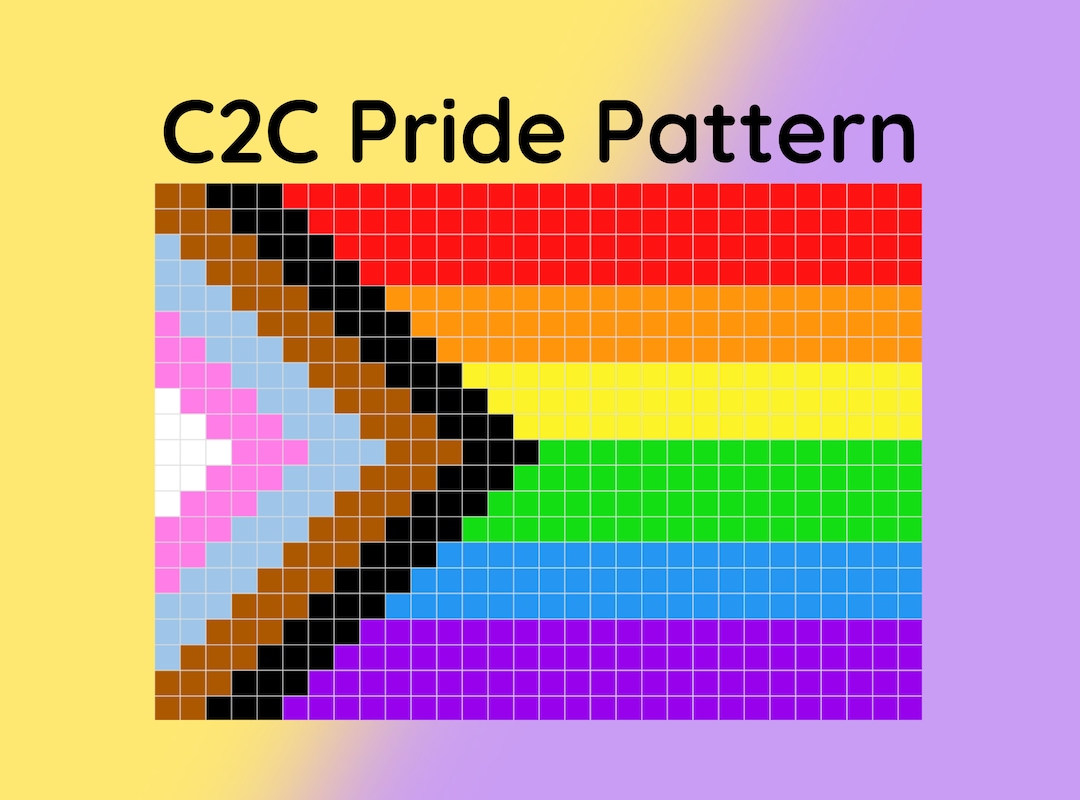 Progress Pride Flag C2C Crochet Pattern | Corner to Corner | LGBTQ ...