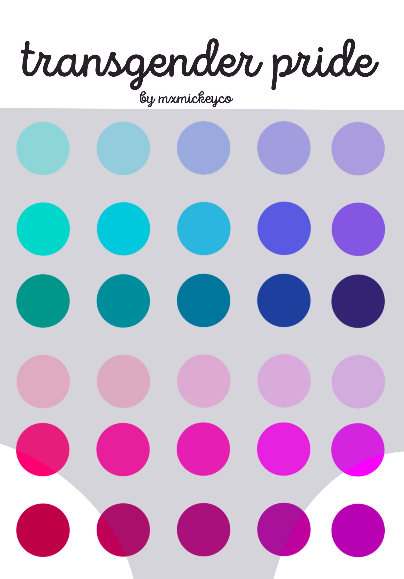 Transgender Pride 30 Color Color Palette for Digital Artists Procreate ...