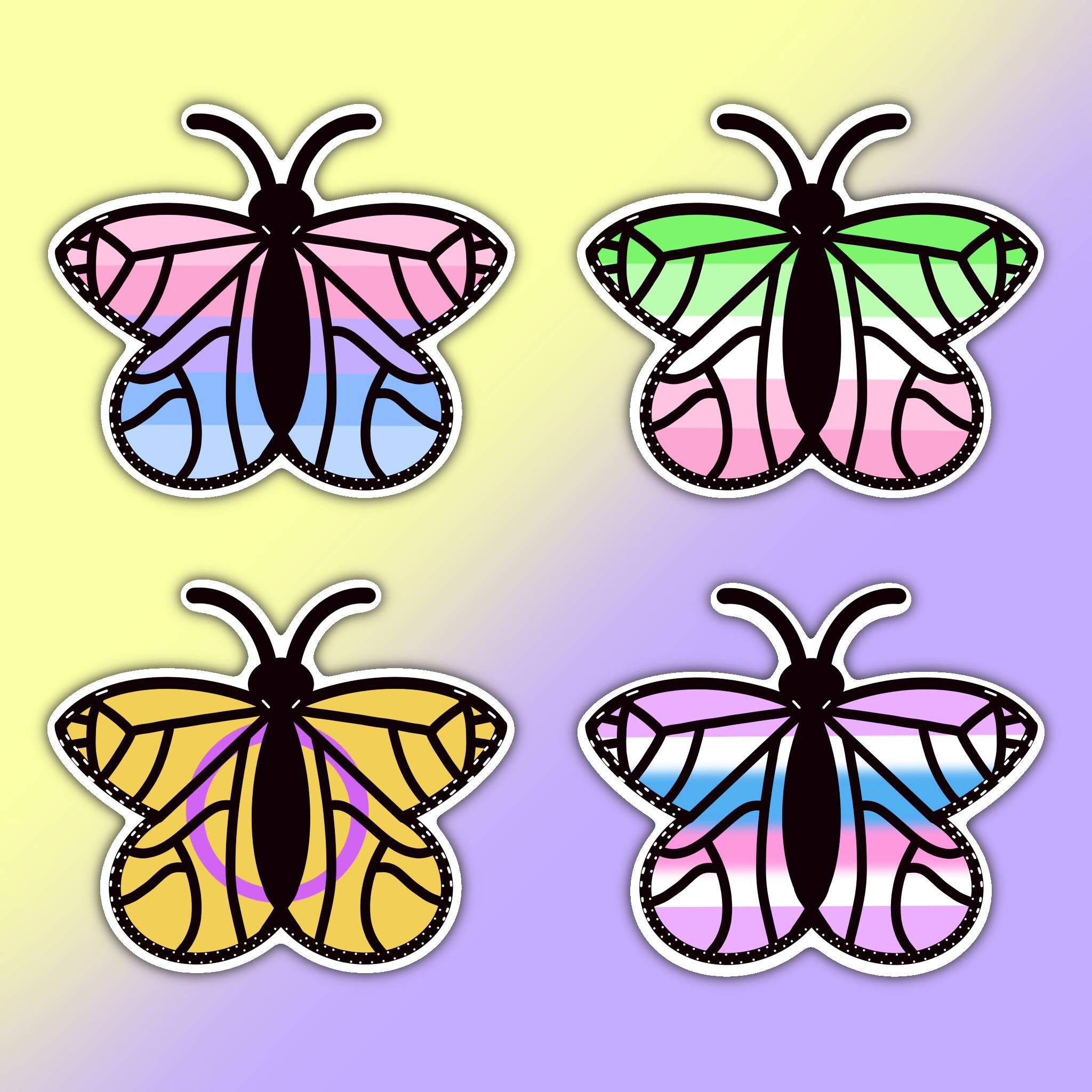 Pride Flag Butterfly Stickers Matte Stickers Lgbt Lgbtq Etsy