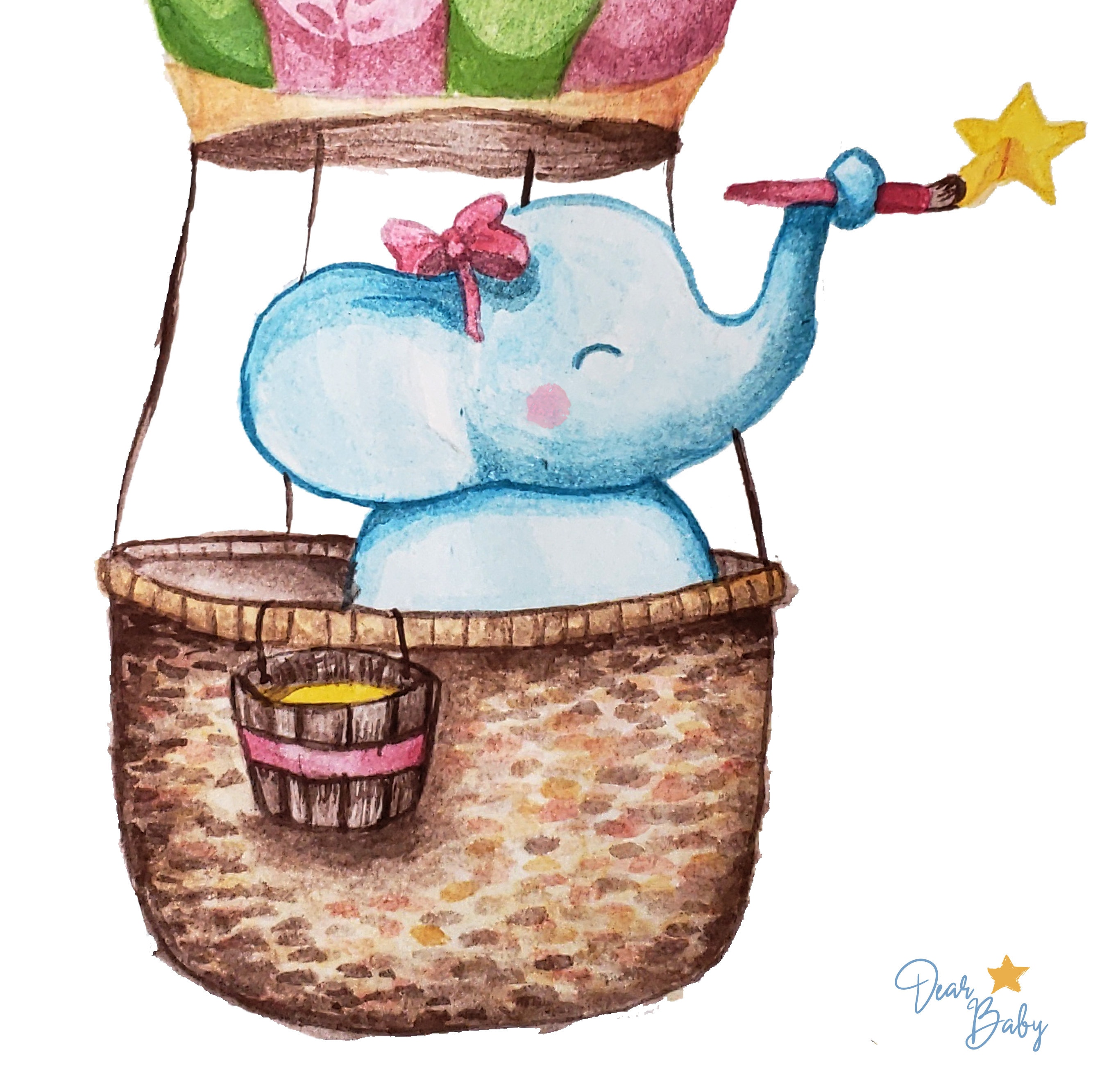 Elephant in Hot Air Balloon - Personalized Nursery Decor - Etsy UK