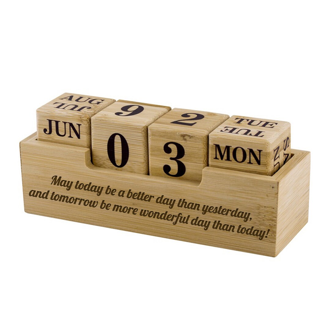 Personalized, Engraved Bamboo Perpetual Calendar With Your Text/ Logo ...
