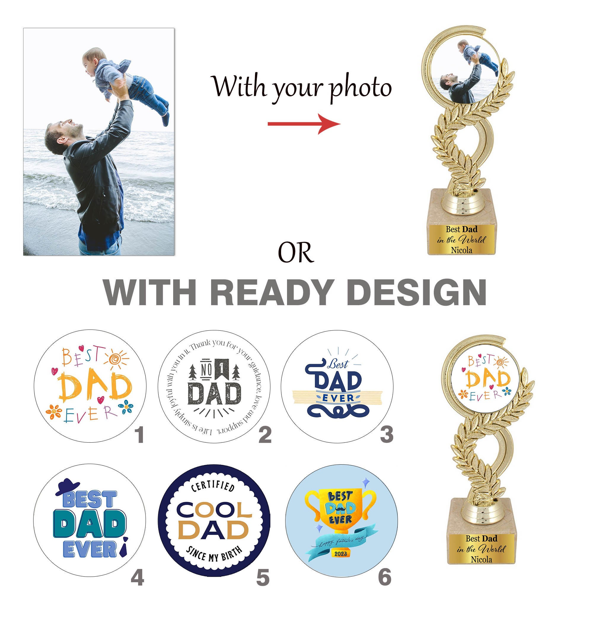 Customized Award/ Best Dad/ Best Father Award With a Photo/ Dad's ...