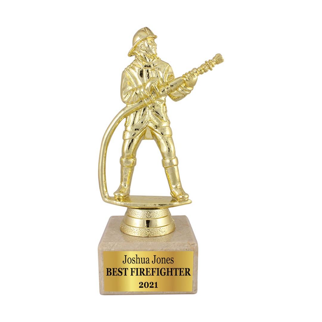 Personalized Firefighter Trophy Award, Customized Fireman Gift With ...