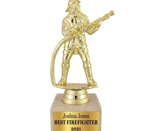 Personalized Firefighter Trophy Award, Customized Fireman Gift With ...