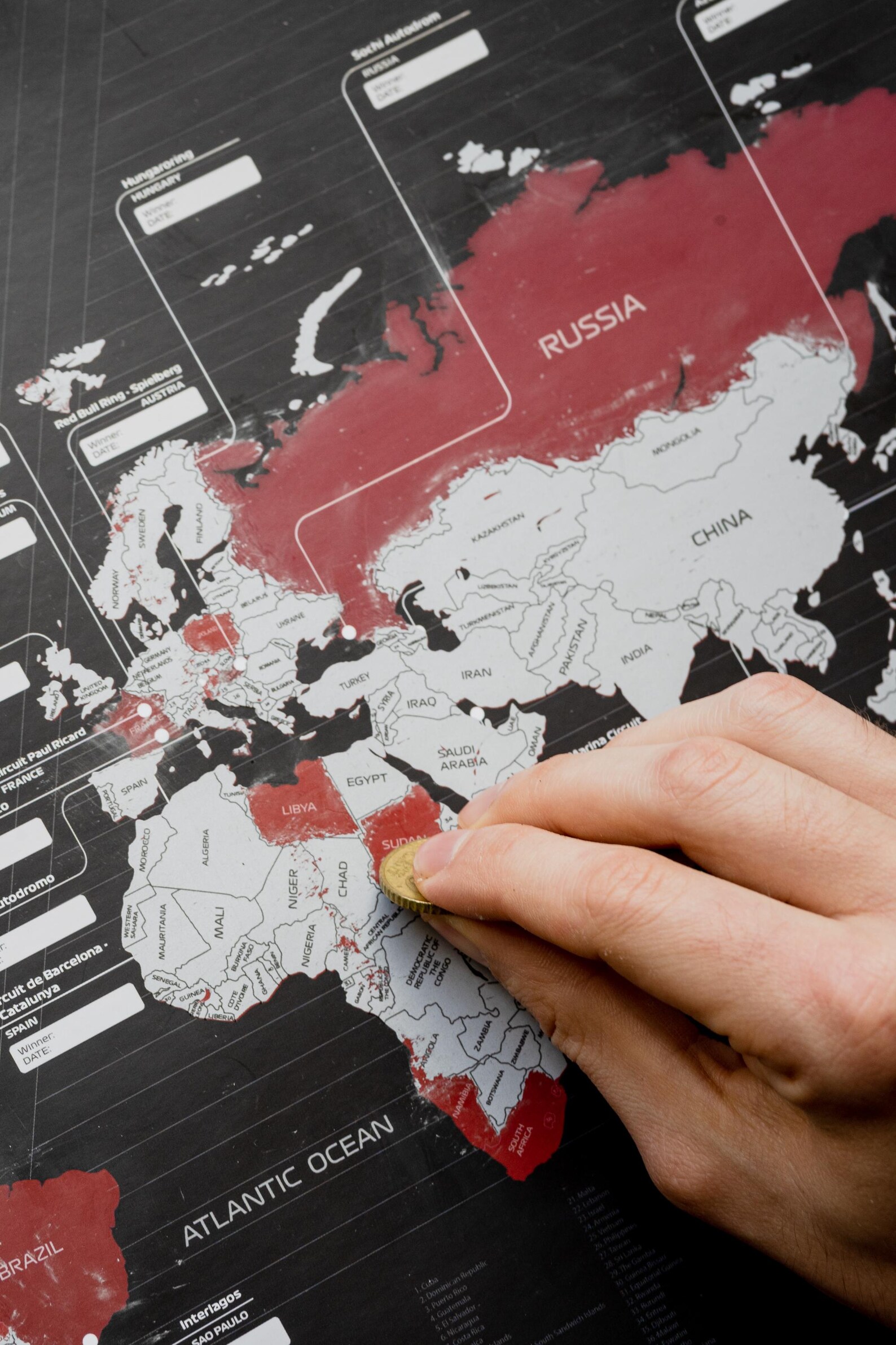 F1 Map of the World, Calendar, Christmas Present, Scratch off Formula 1 ...
