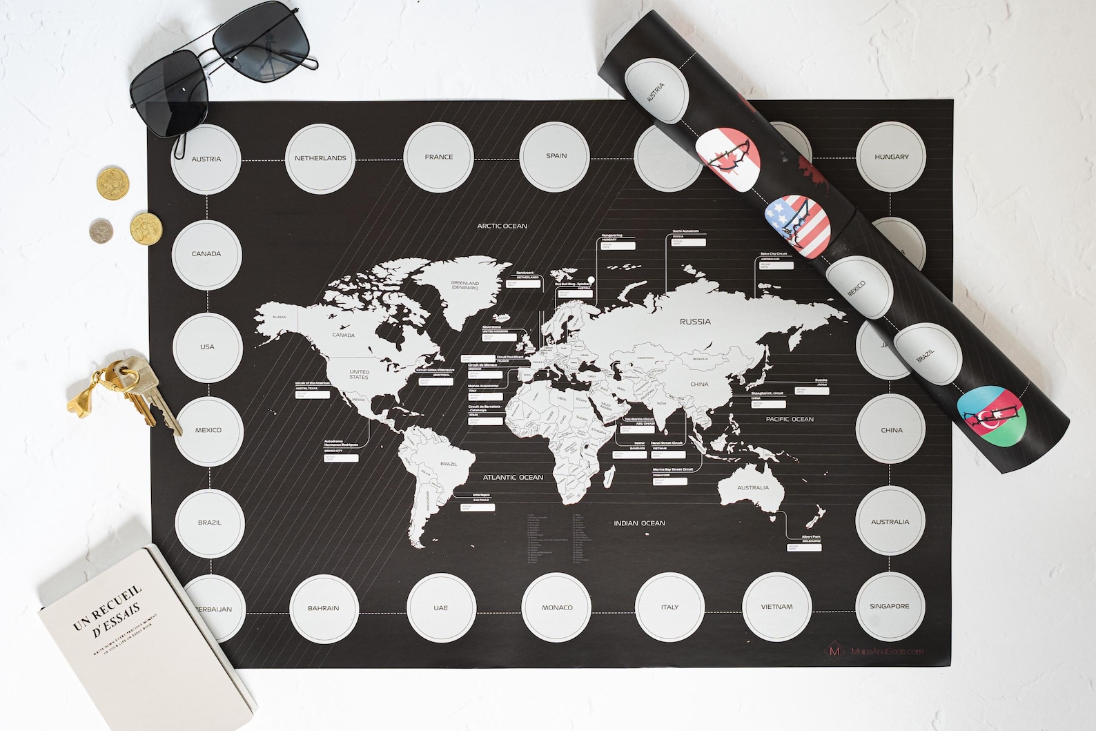 F1 Map of the World 2025 Calendar, Scratch off Formula 1 Circuits ...