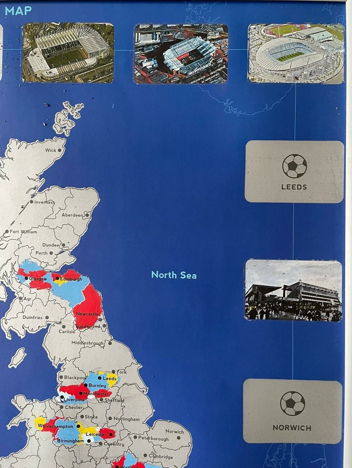 Premier League Football Stadiums Map, Christmas Gift, Father's Day Gift ...