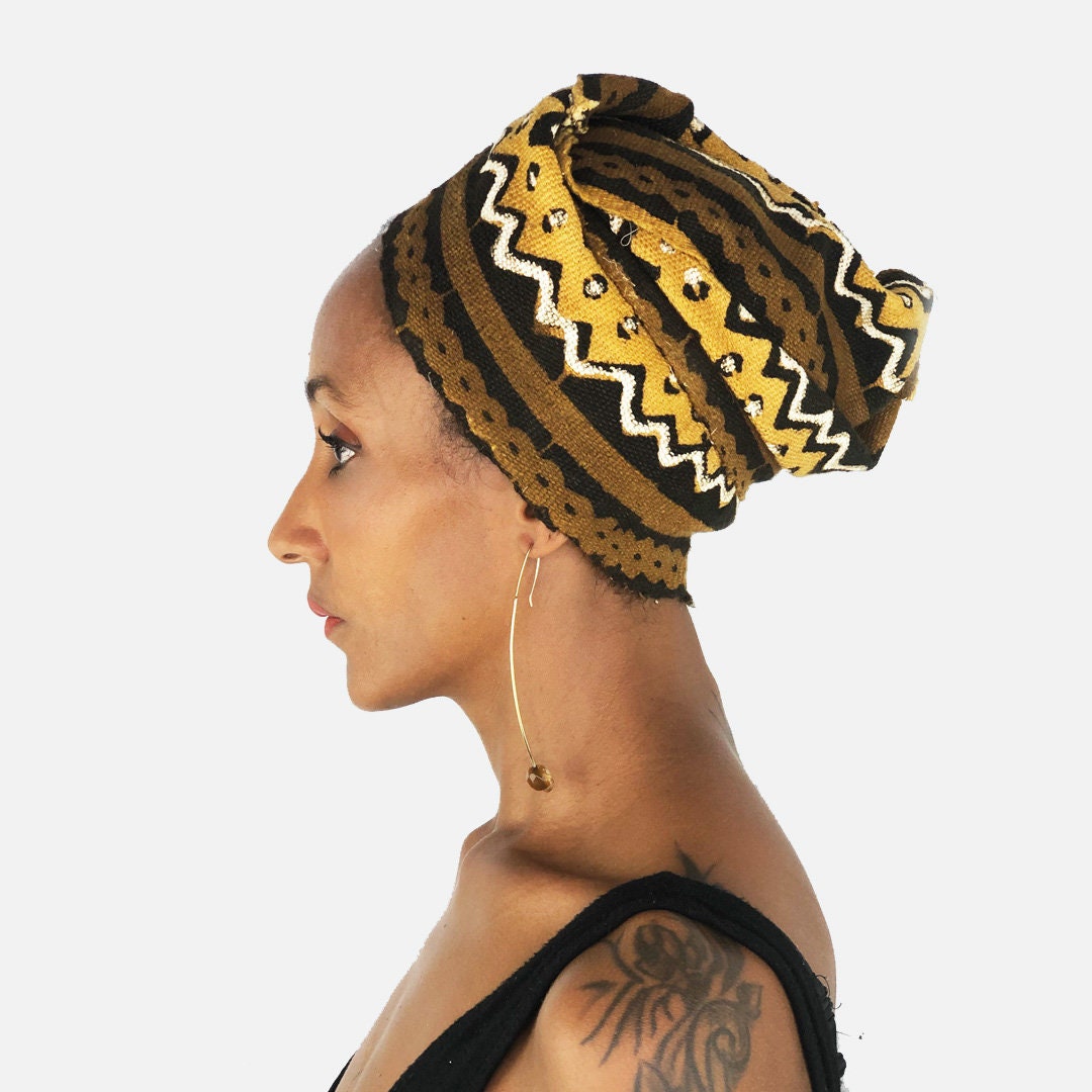 Boho Style Bogolan Head-wrap, Hair Head-wrap for Women, Wife Gift, Made ...