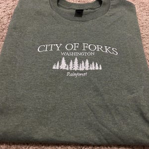 Forks Washington Twilight Inspired Embroidered T-shirt, Crewneck, or ...