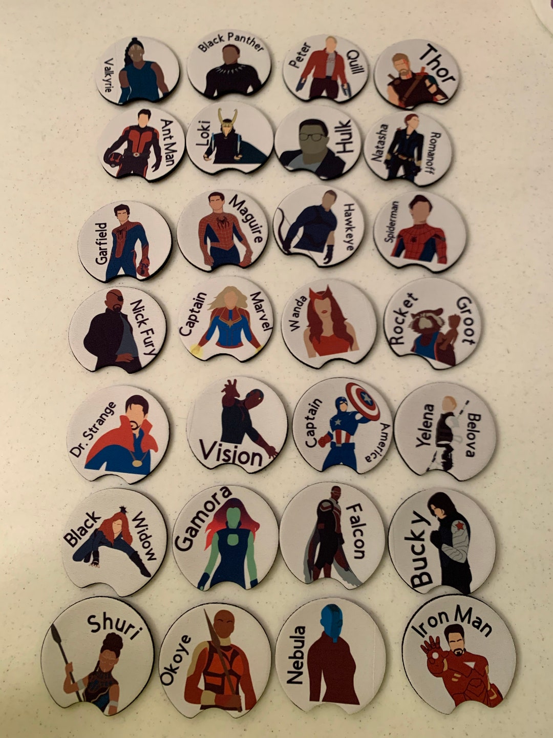 Marvel Character Car Coasters one Set - Etsy