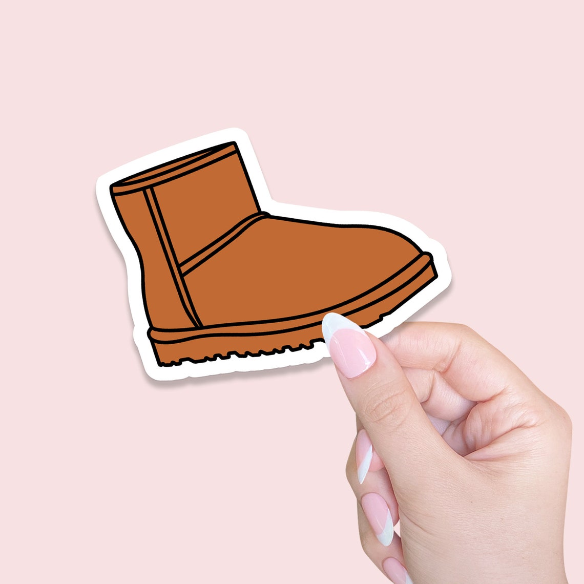 Cute Brown Sheepskin Suede Boot Vinyl Sticker Cozy Season Autumn/fall ...