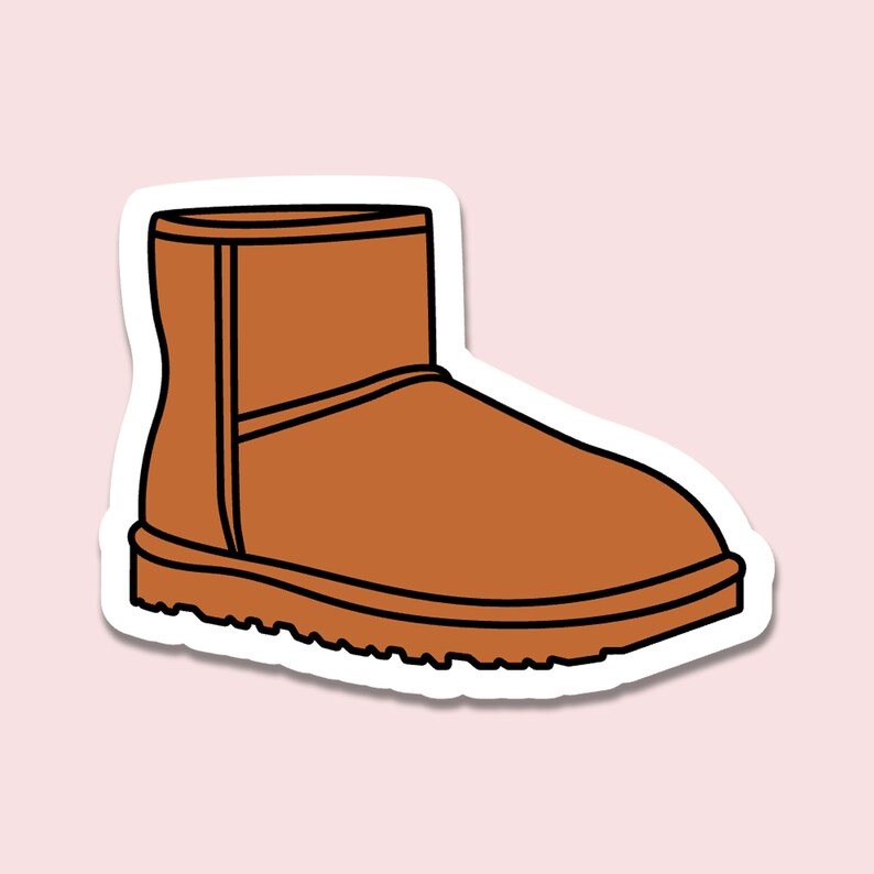 Cute Brown Sheepskin Suede Boot Vinyl Sticker Cozy Season Autumn/fall ...