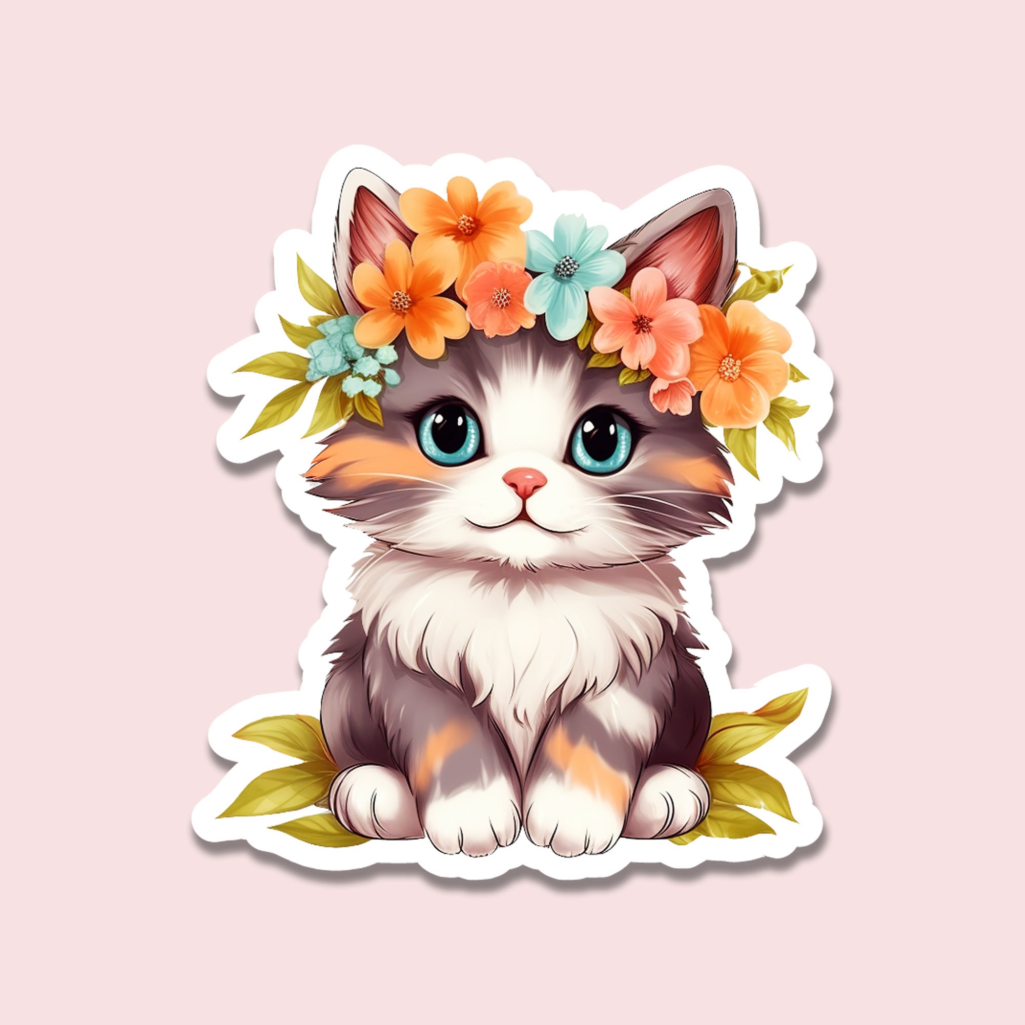 Cute Cat Vinyl Sticker/decal, Kitten, Kitty, Animal, Book Stickers ...