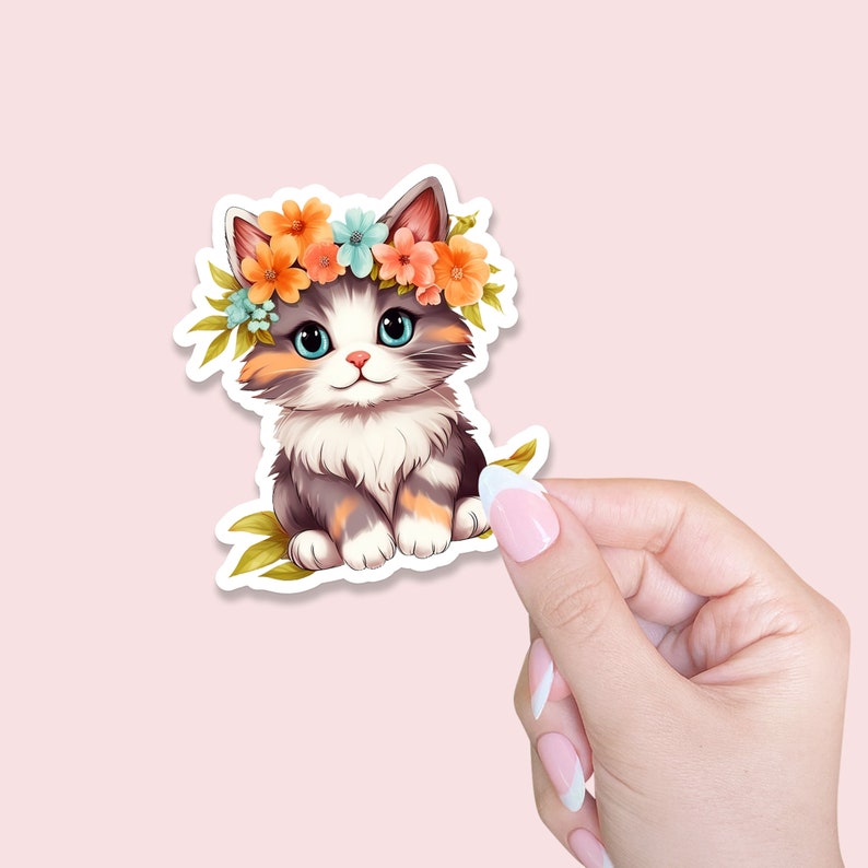Cute Cat Vinyl Sticker/decal, Kitten, Kitty, Animal, Book Stickers ...