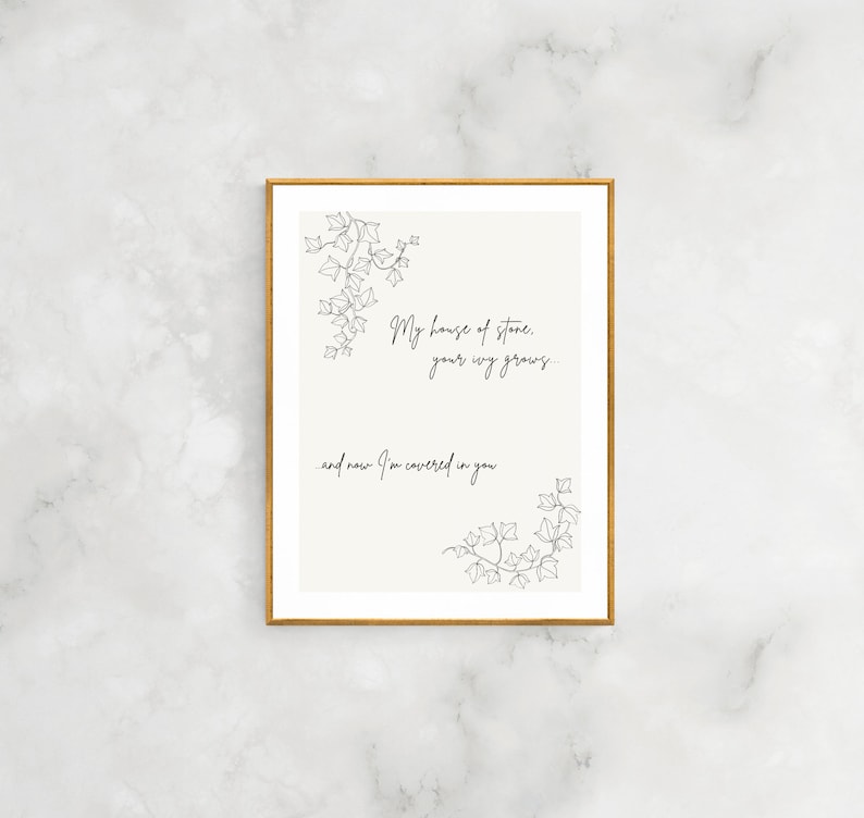 Taylor Swift Evermore Ivy Lyrics Digital Print Art - My House of Stone ...