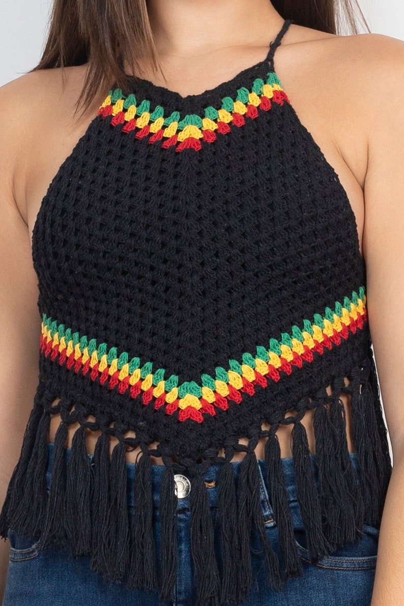 Rasta Triangle Crochet Top - Etsy