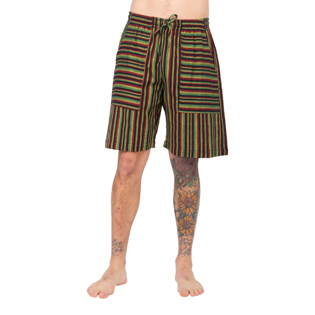 Men's Rasta Reggae Drawstring Stripe Short - Etsy