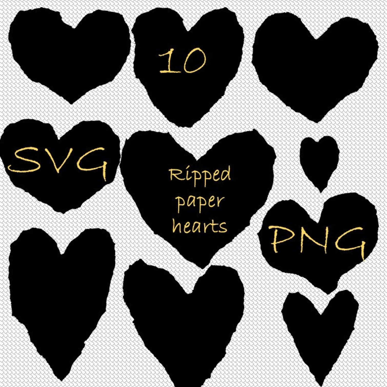 Ripped Paper Hearts 10 Items Inkscape SVG and PNG 600 DPI Different ...