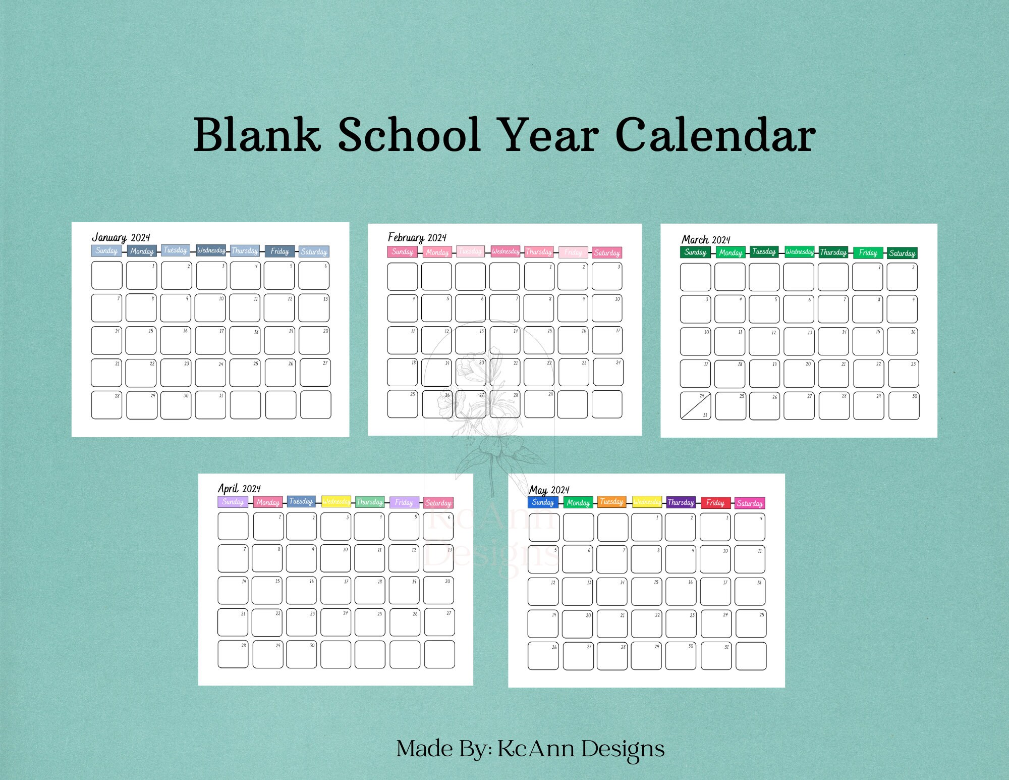 Blank Monthly Planner Printable 2023-2024 |calendar Printable ...
