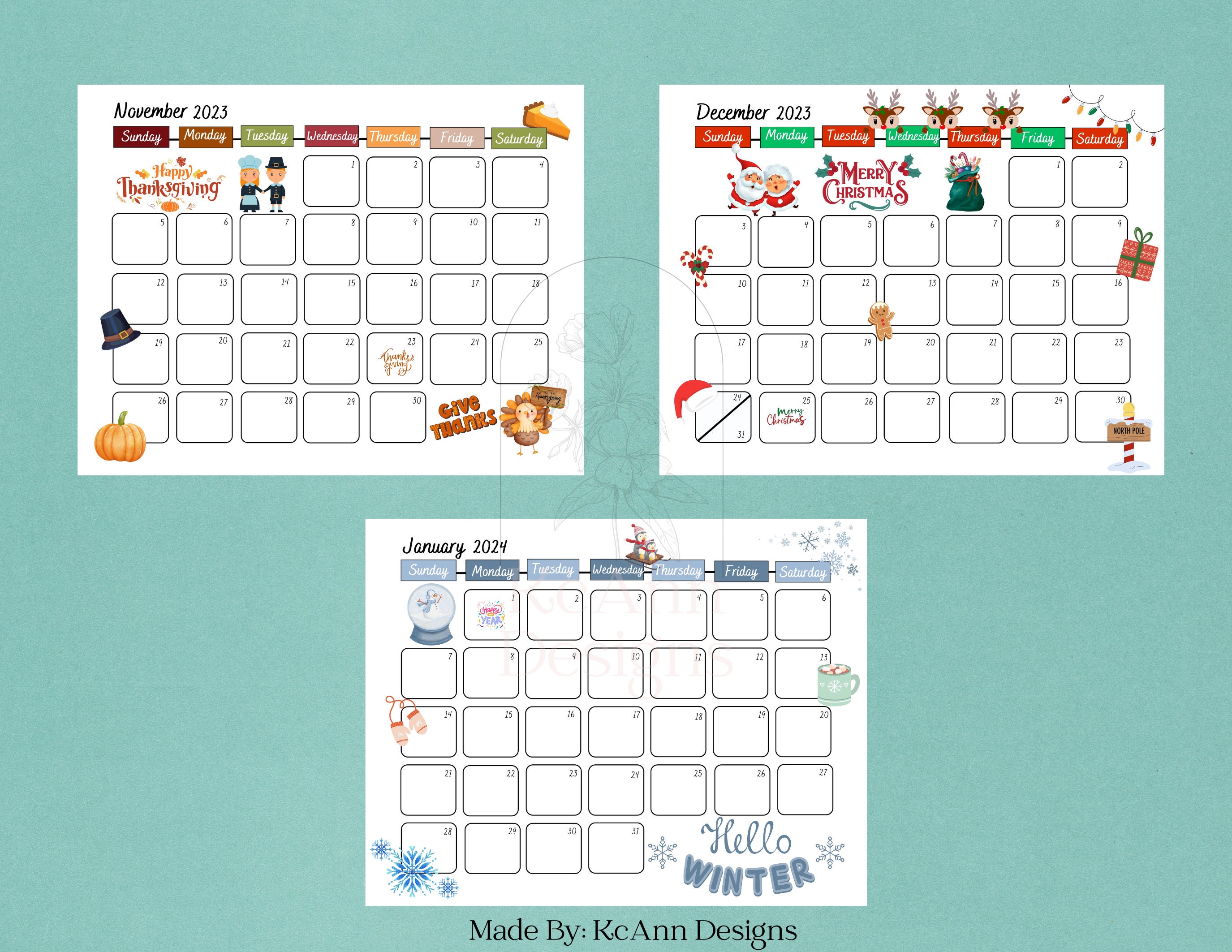 Monthly Planner Printable 2023-2024 |cute Kids Calendar Printable ...