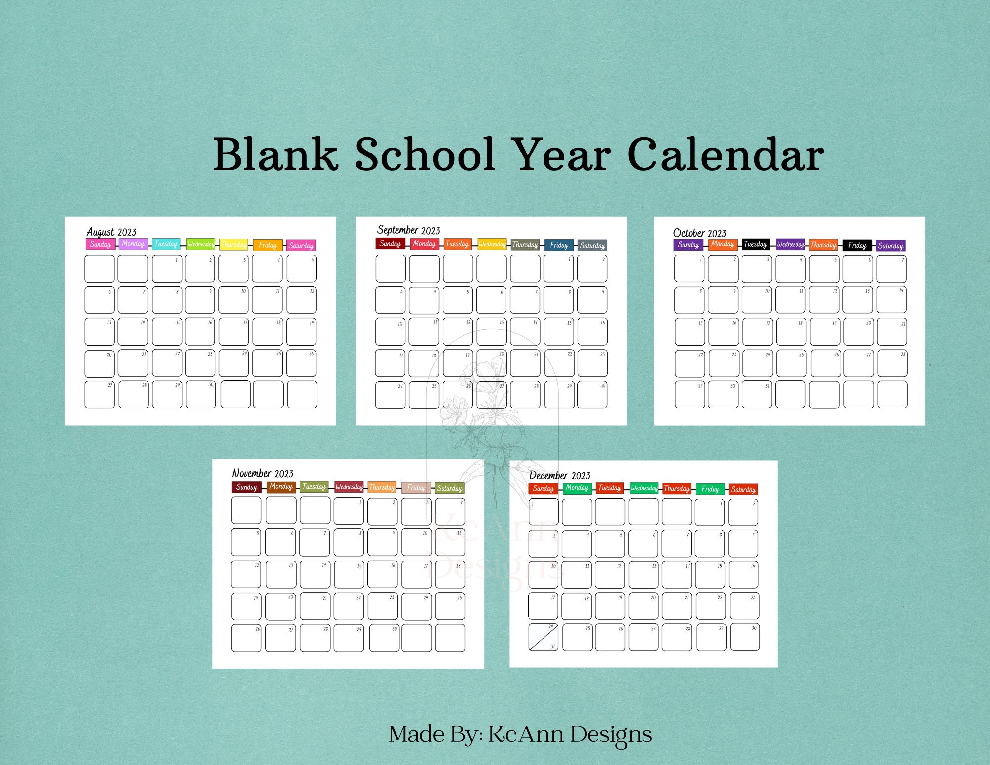 Blank Monthly Planner Printable 2023-2024 |calendar Printable ...