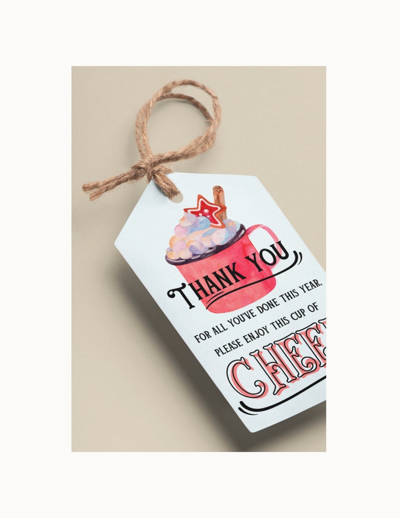 PRINTABLE Cup of Cheer Thank You Gift Tag Teacher Gift Tag Christmas ...