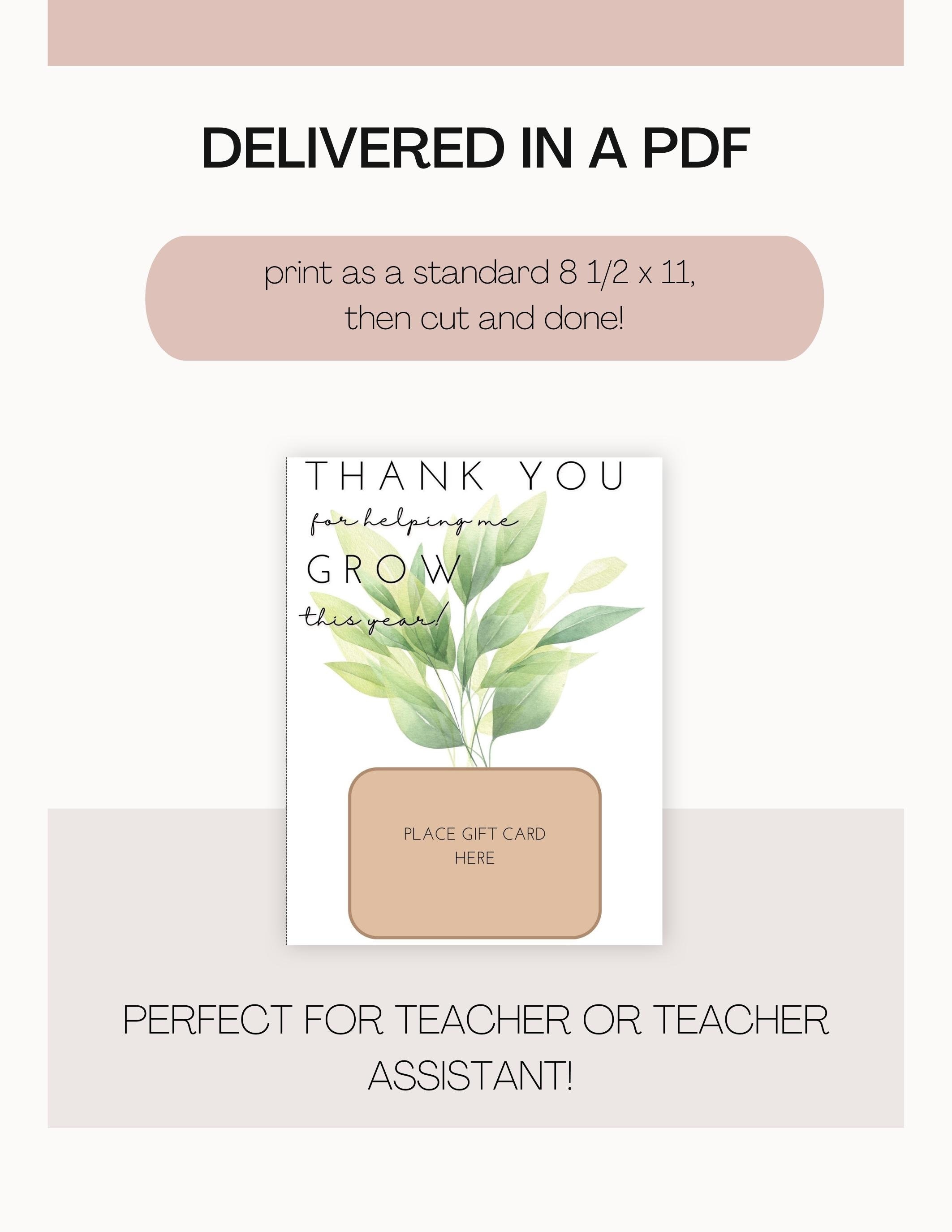 PRINTABLE Thanks for Helping Me GROW This Year Teacher Thank - Etsy