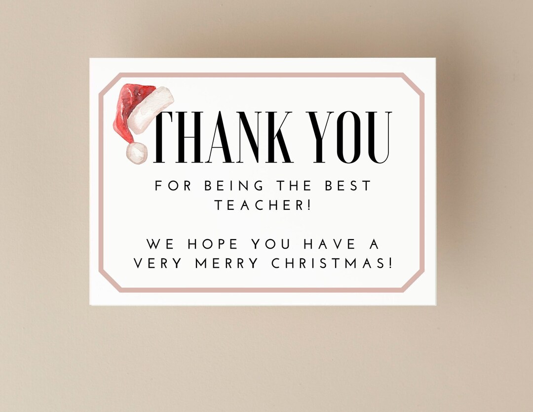 PRINTABLE Teacher Thank You Christmas Card Teacher and Teacher ...