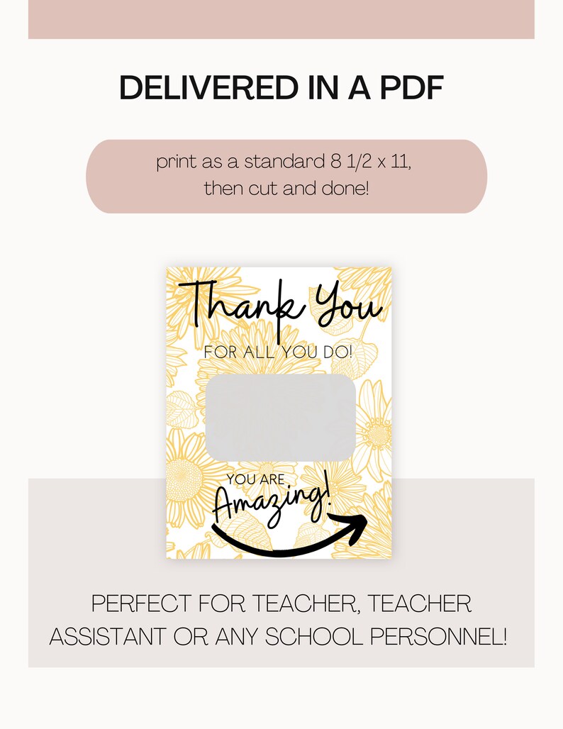 PRINTABLE Amazon Teacher Thank You Gift Gard Holder | Gift Tag ...