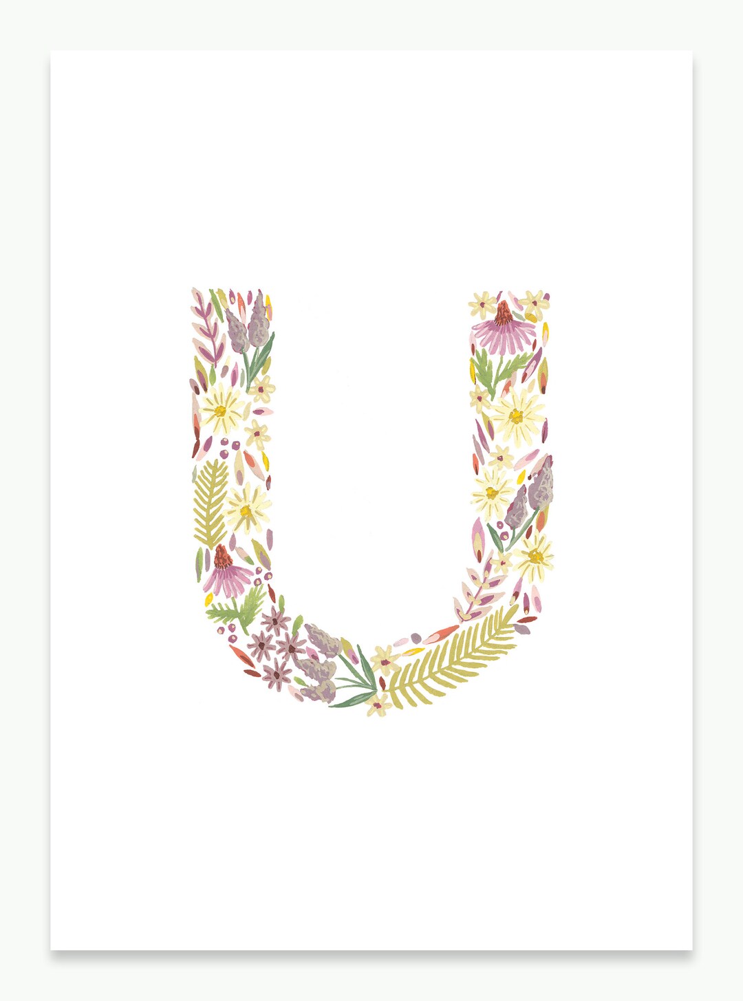 Letter 'U' 5x7inch Letter Print - Etsy