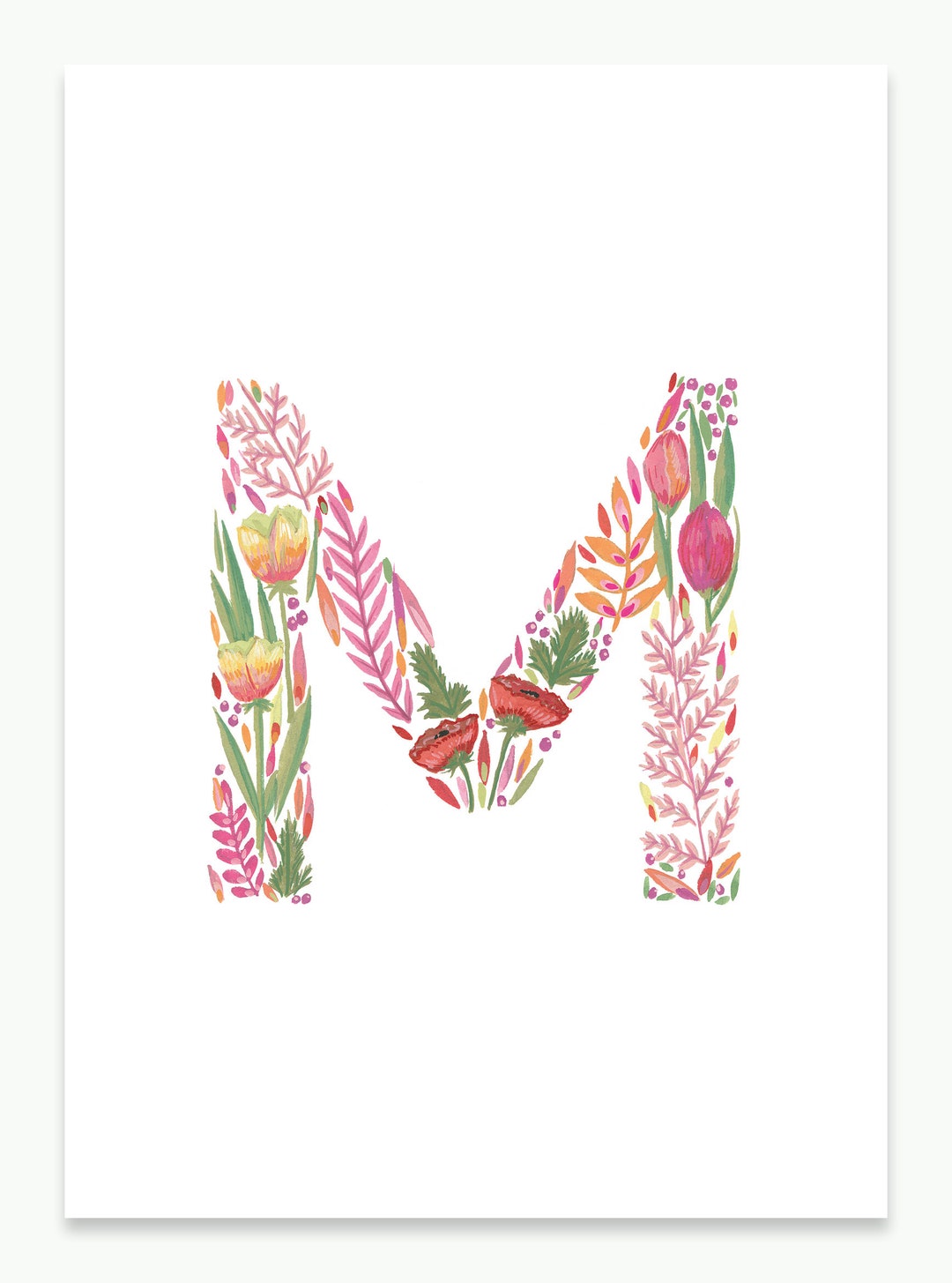 Letter 'M' 5x7inch Letter Print - Etsy