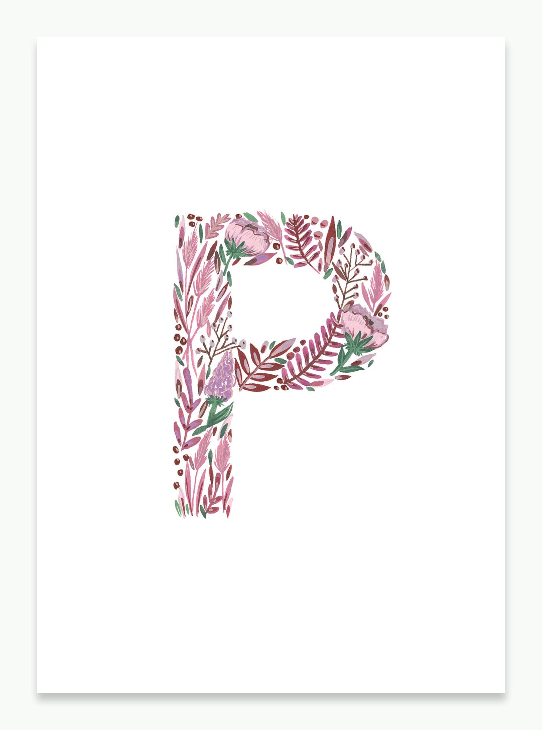Letter 'P' 5x7inch Letter Print - Etsy