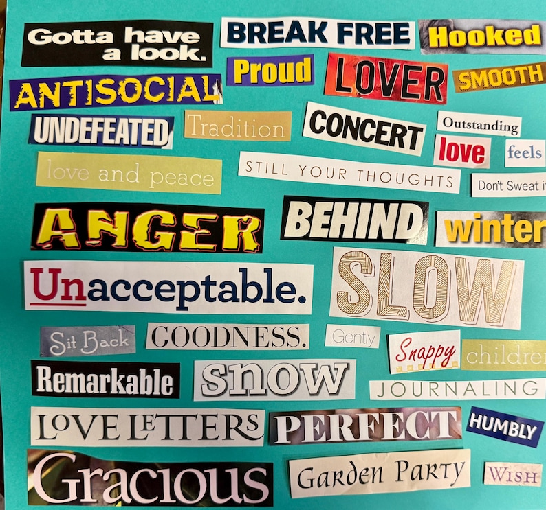 Magazine Cutout Words & Phrases: Collage Art Ephemera for Journals - Etsy