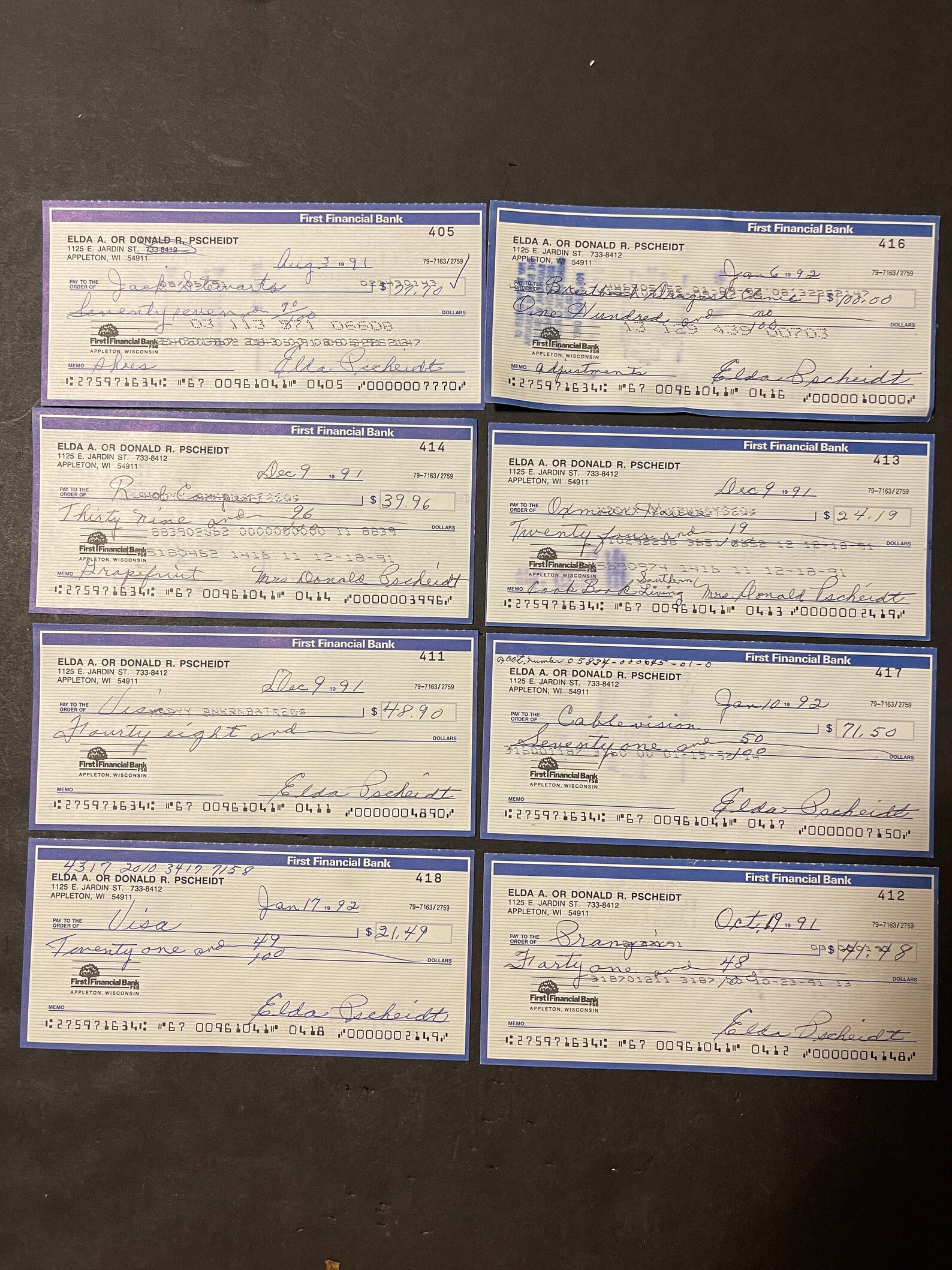 Cancelled Checks First Financial Bank Ephemera for use in | Etsy