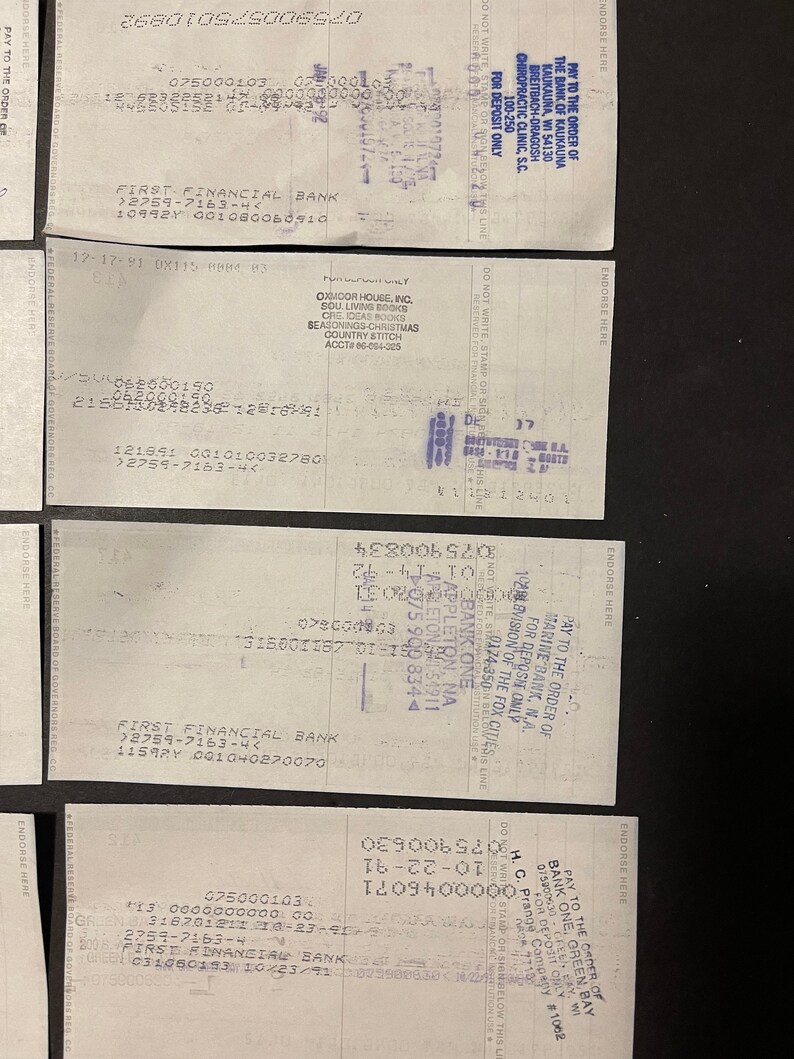 Cancelled Checks First Financial Bank Ephemera for use in | Etsy