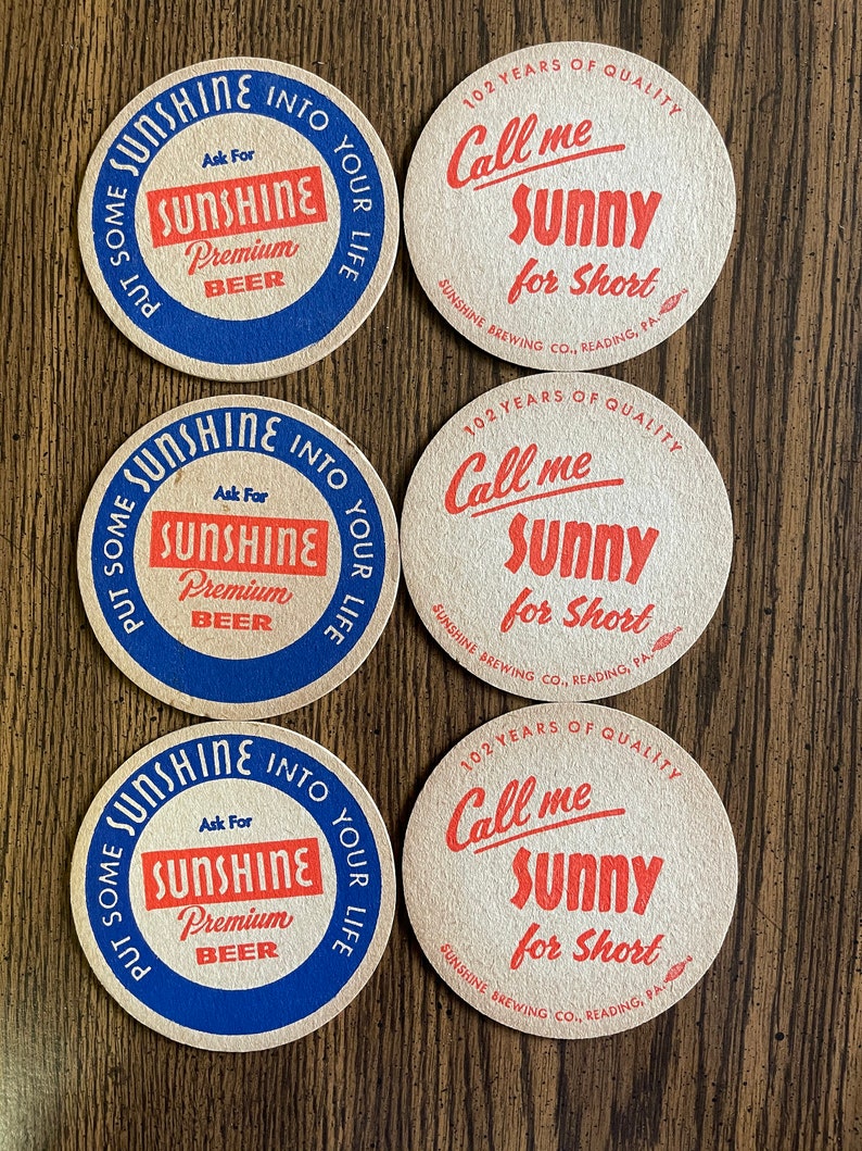 Vintage 1950's Sunshine Premium Beer Coasters Vintage | Etsy