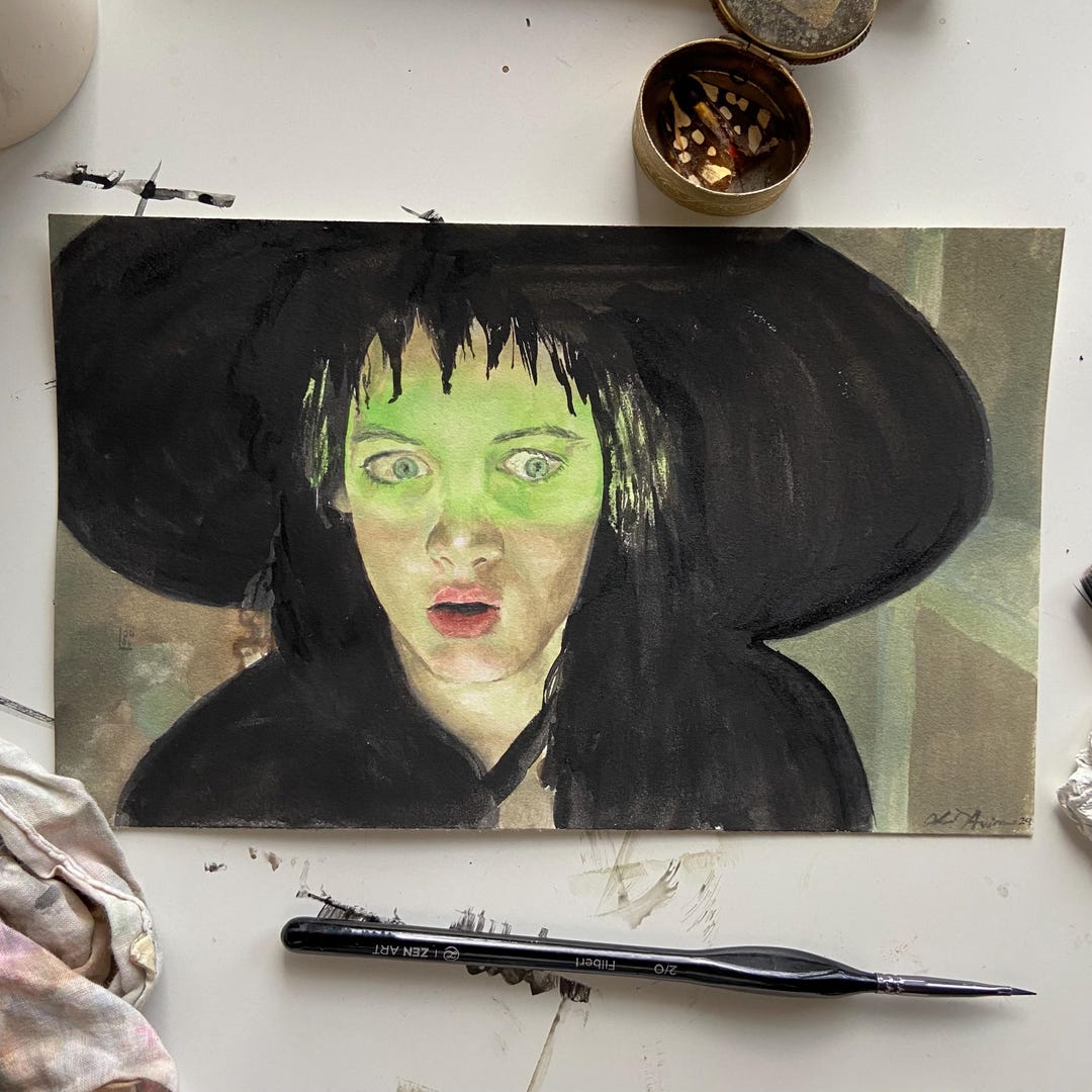 Lydia Deetz Gouache Original Portrait - Etsy