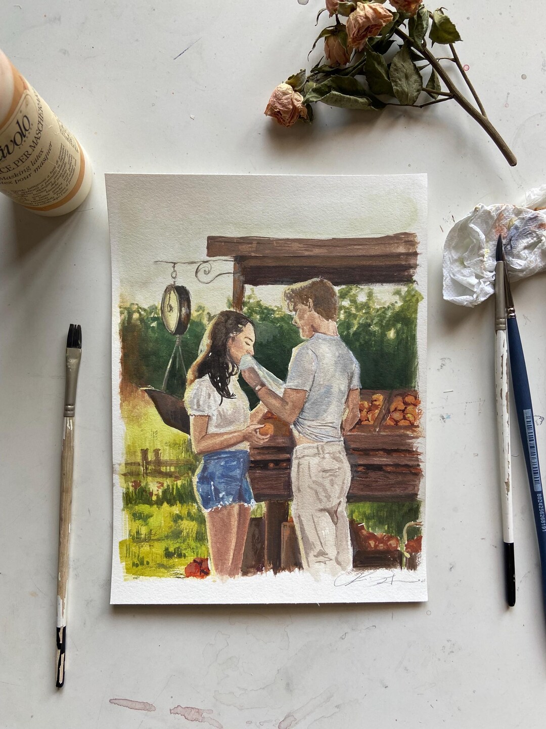 Conrad and Belly Peach Scene, Gouache Original Illustration - Etsy